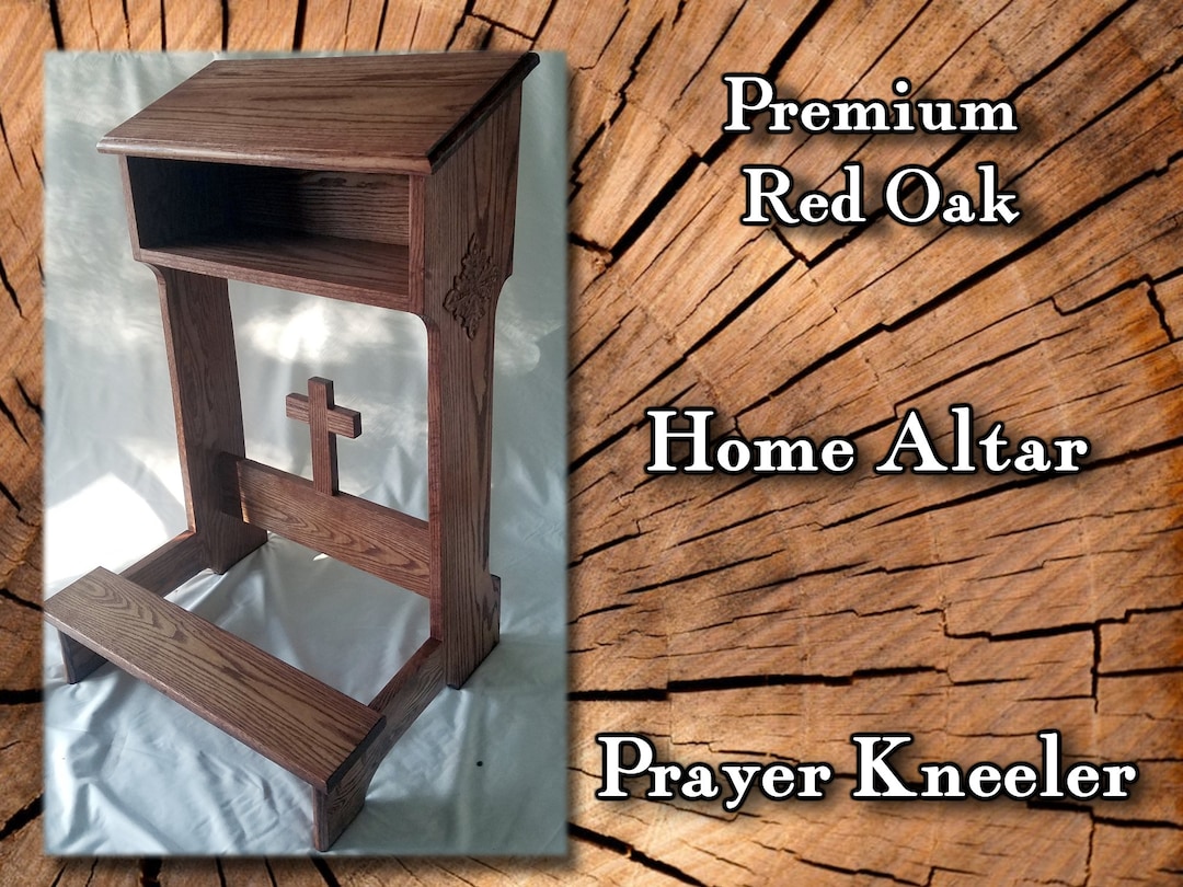 Premium Oak Prayer Kneeler Kneeling Bench Catholic Home Altar Shrine ...