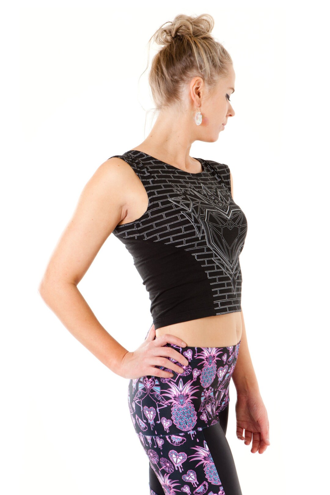 SALE NOW ON Window Crop Top Silver Print Crop Top Urbanwear Tank Heart ...