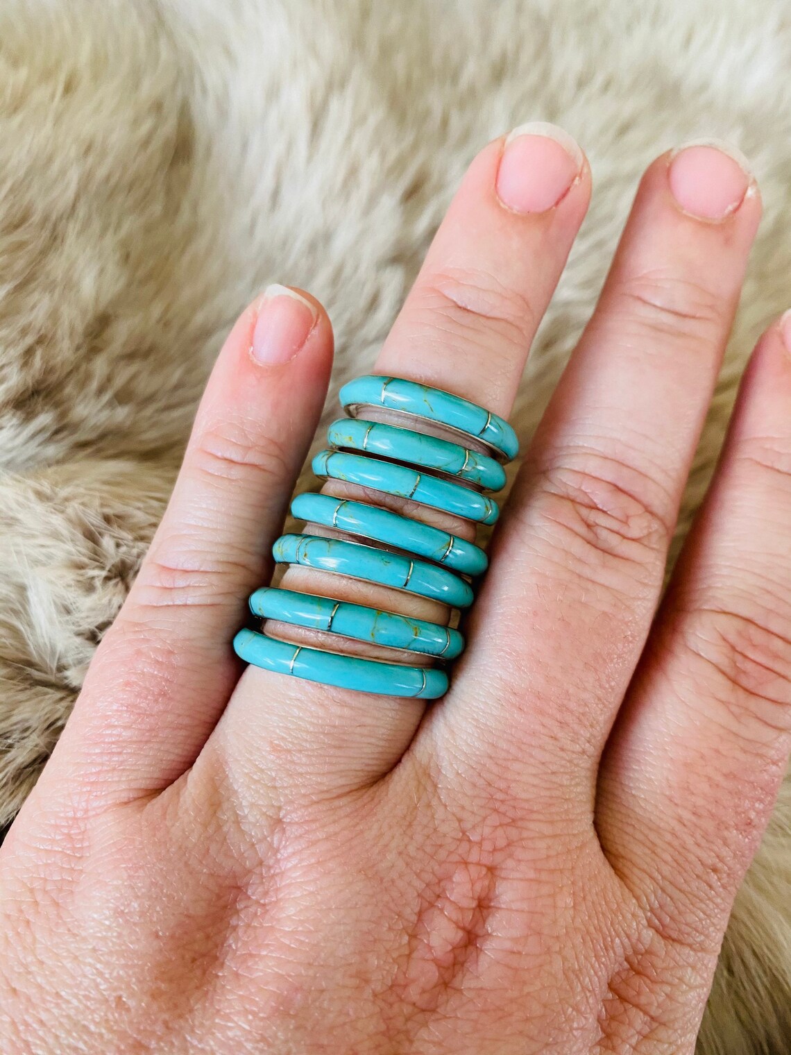 Turquoise Band Rings | Etsy