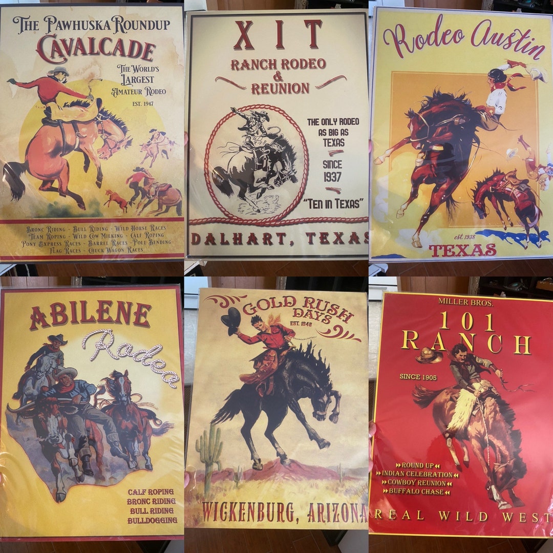 18”x24“ Vintage Rodeo Poster Prints** Made to Order, Please Allow 1-2 ...