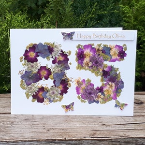 Personalised 85th Birthday Card, Pressed Flower PRINT - Etsy UK