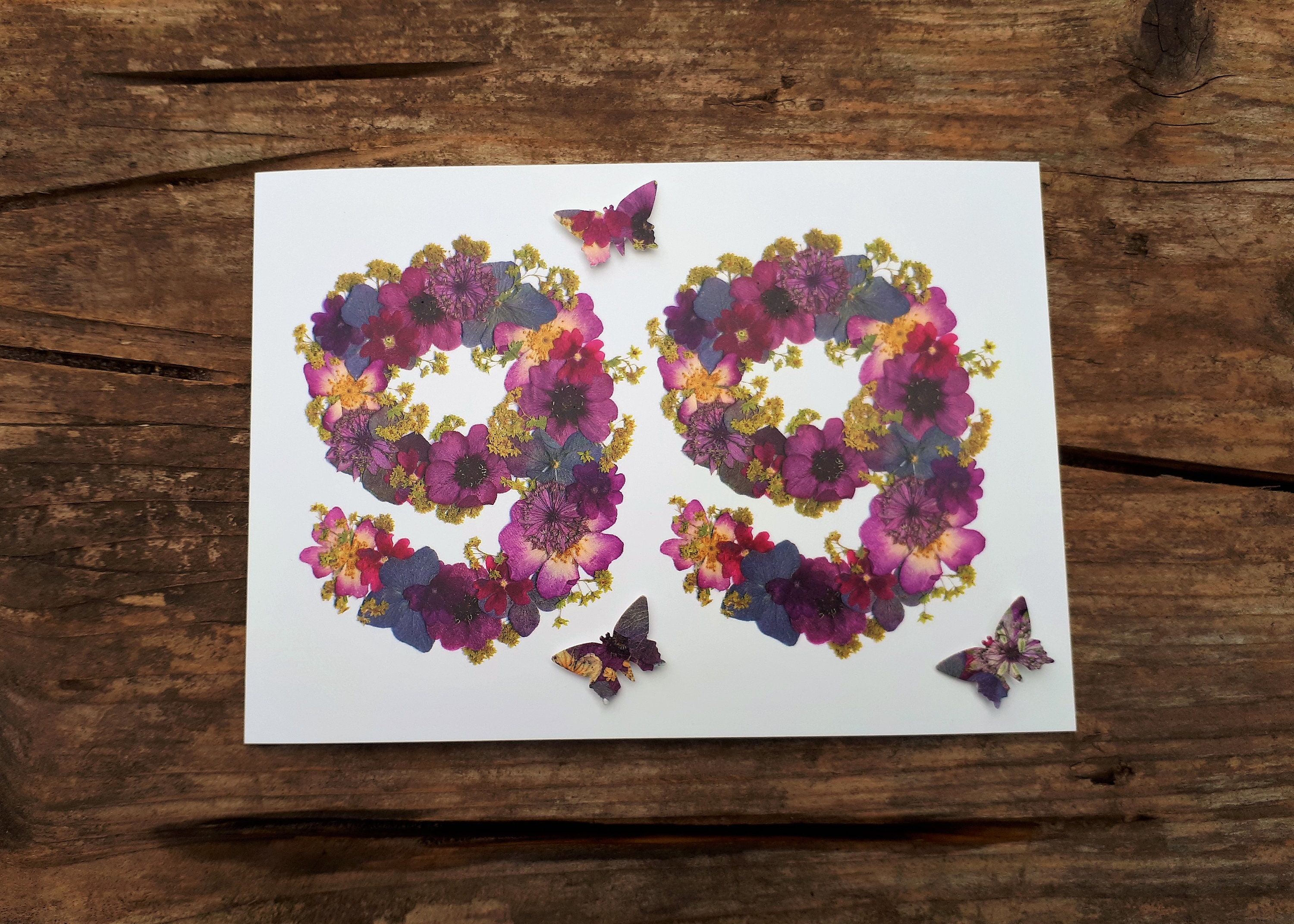 Personalised 99th Birthday Card Pressed Flower PRINT - Etsy UK