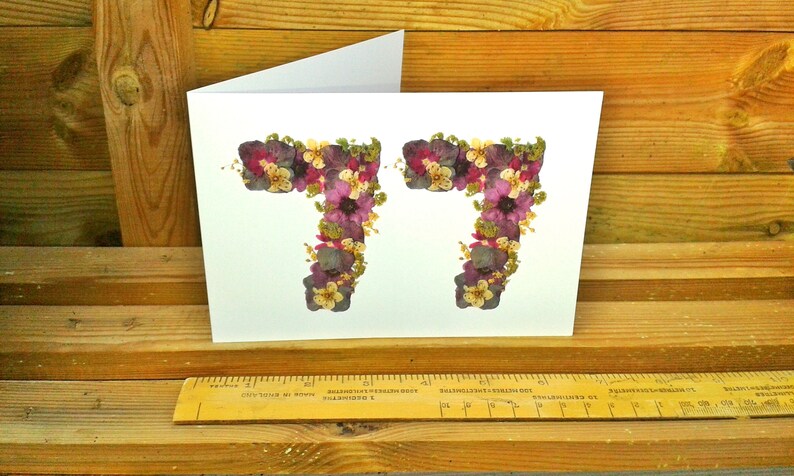 Personalised 77th Birthday Card Pressed Flower PRINT | Etsy