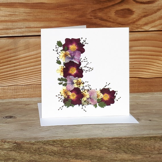 Personalised Letter L Card Pressed Flower PRINT - Etsy UK