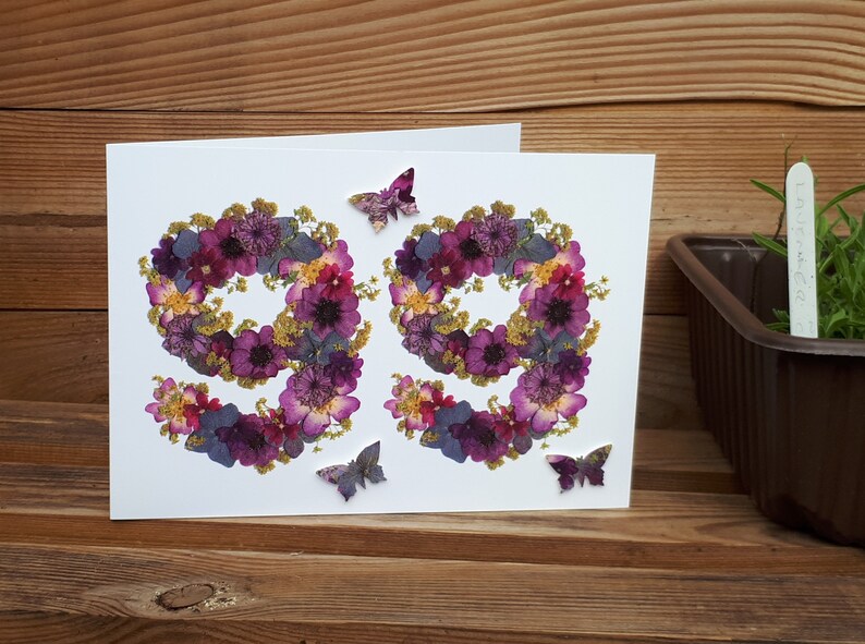 Personalised 99th Birthday Card Pressed Flower PRINT - Etsy