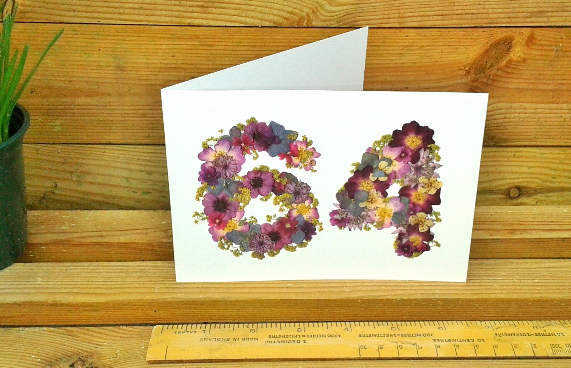 Personalised 64th Birthday Card Pressed Flower PRINT | Etsy UK