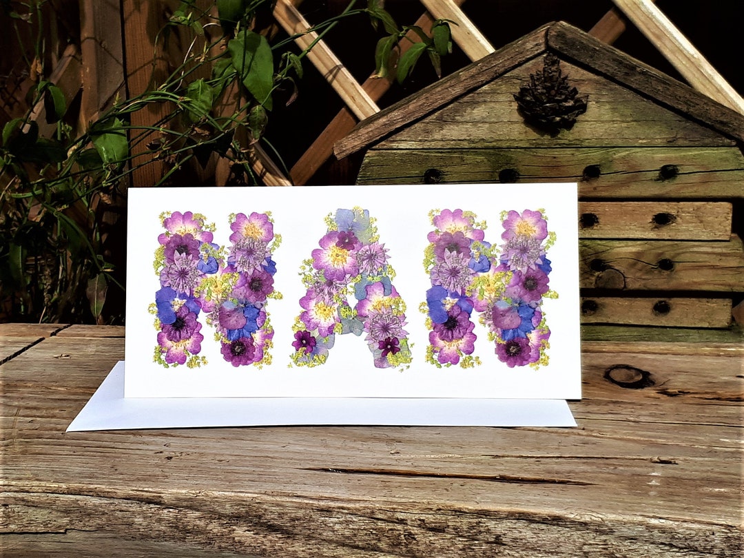 Nan Birthday Card, Pressed Flower PRINT - Etsy UK