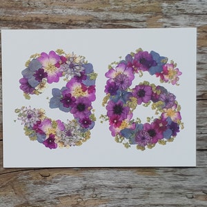 Personalised No 36 Card, Pressed Flower PRINT - Etsy UK