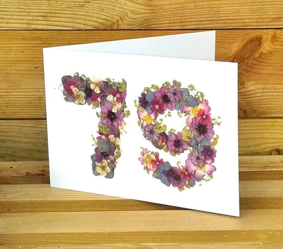 Personalised 79th Birthday Card Pressed Flower PRINT | Etsy