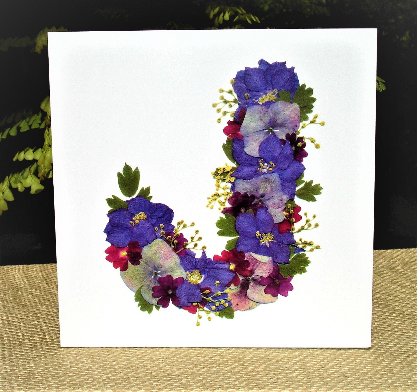 Personalised Letter J Card Pressed Flower PRINT - Etsy UK