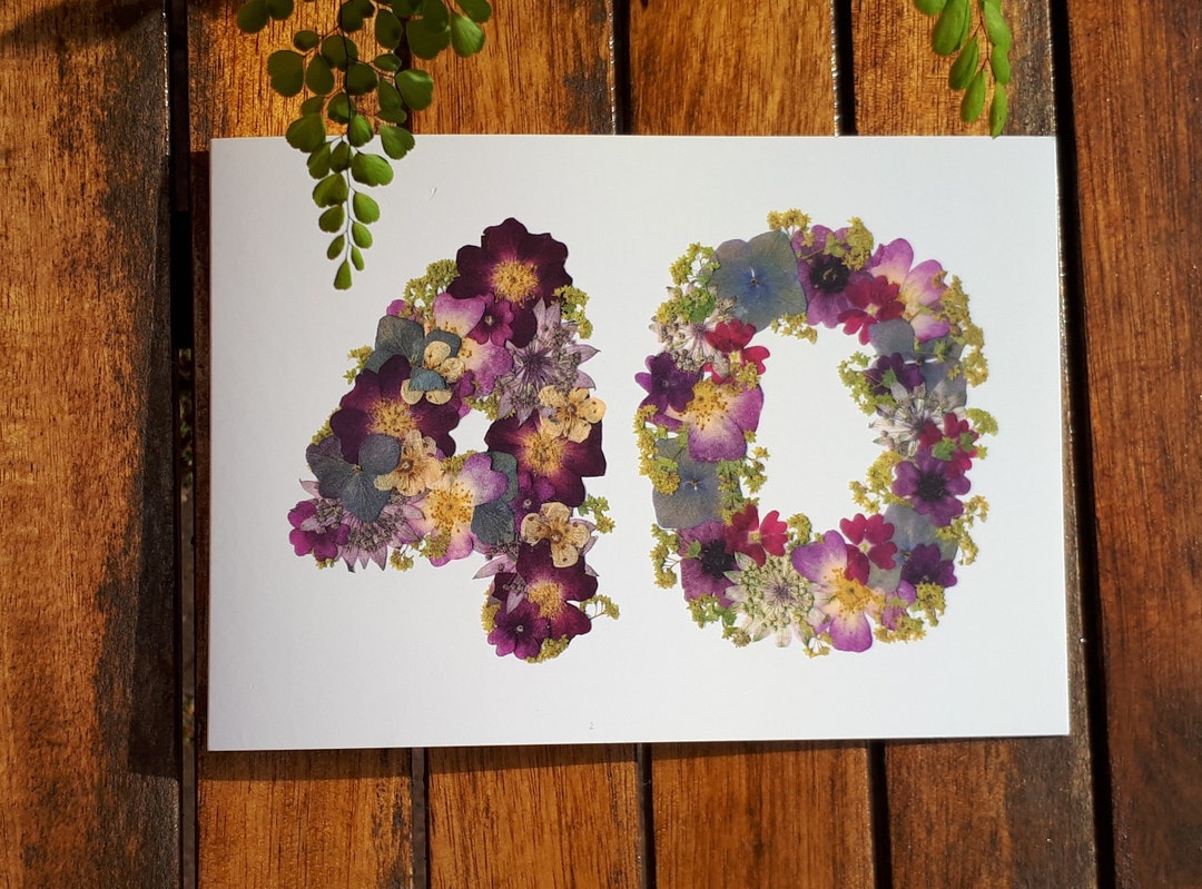 Personalised Ruby Anniversary Card Pressed Flower PRINT - Etsy