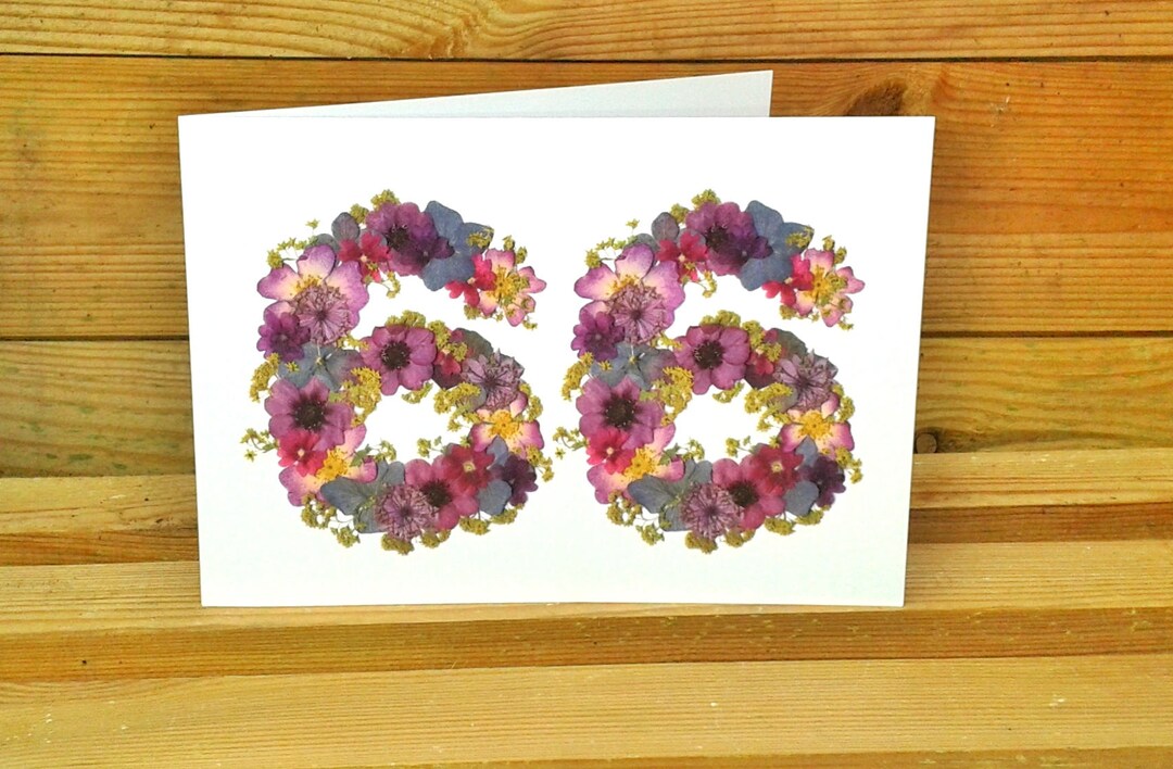 Personalised 66th Birthday Card Pressed Flower PRINT - Etsy
