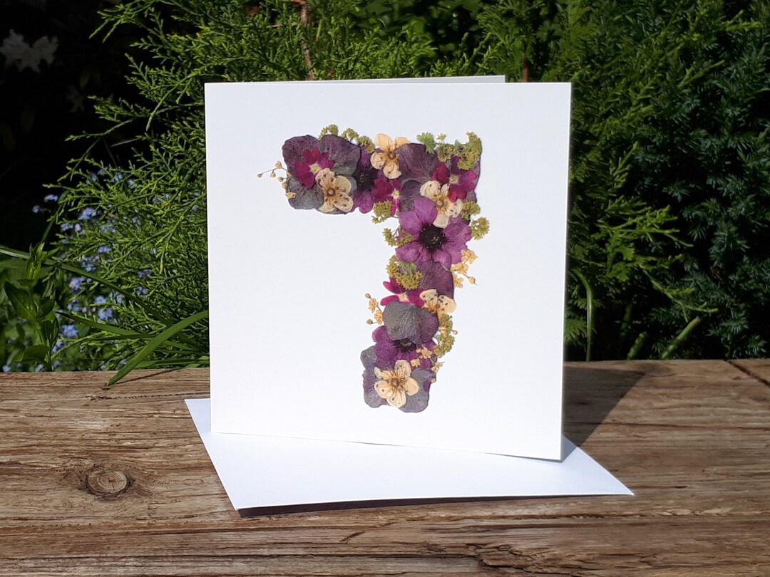 Personalised No 7 Card, Pressed Flower PRINT - Etsy