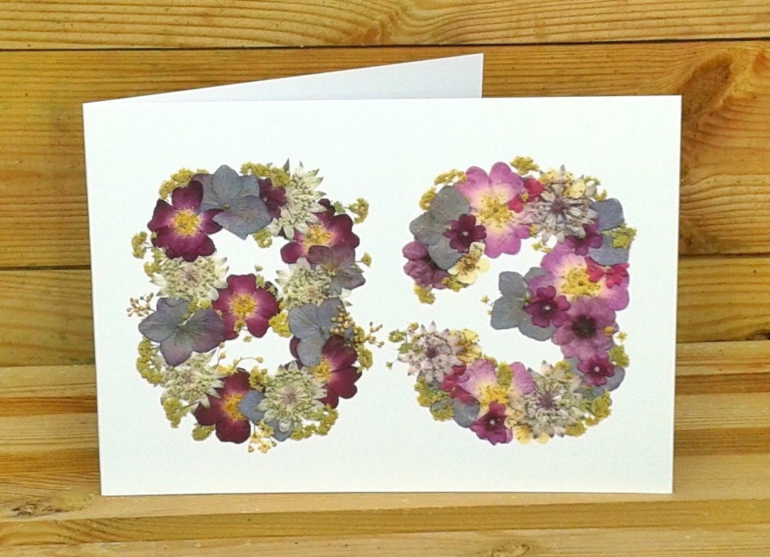 Personalised 83rd Birthday Card Pressed Flower PRINT - Etsy