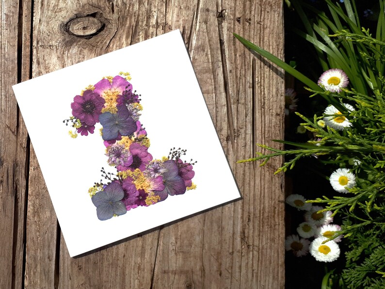 Personalised No 1 Card, Pressed Flower PRINT - Etsy