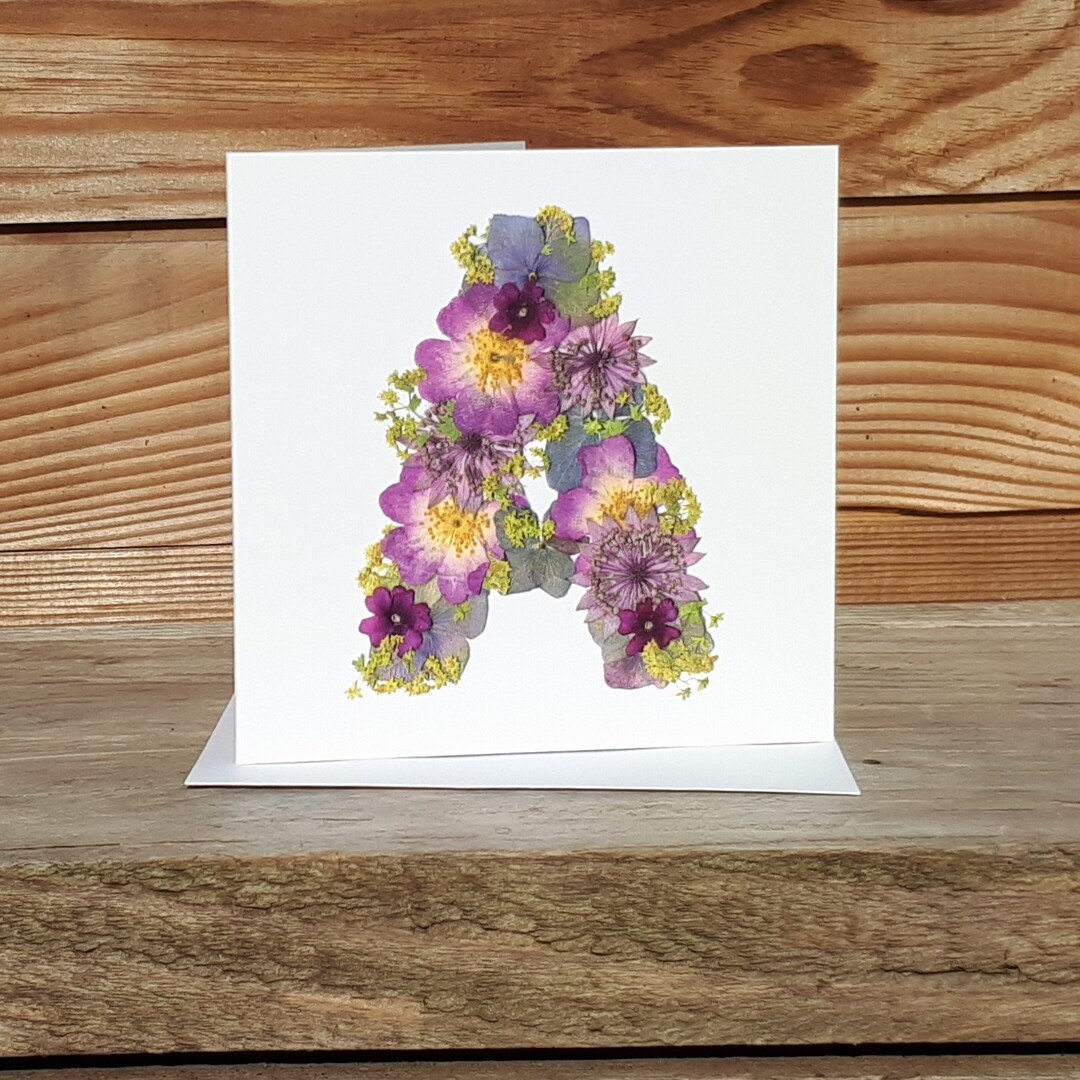 Personalised Letter A Card Pressed Flower PRINT - Etsy UK