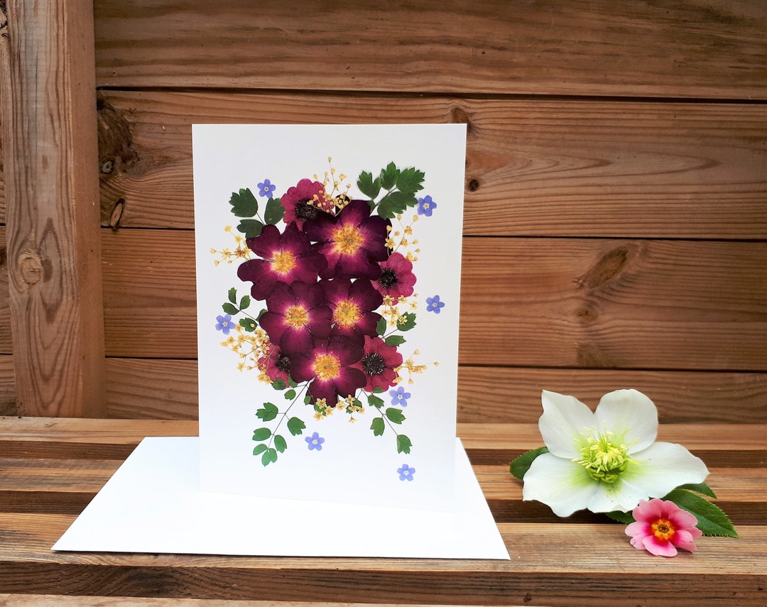 Personalized Floral Card: Pressed Flower Print Blank Card - Etsy