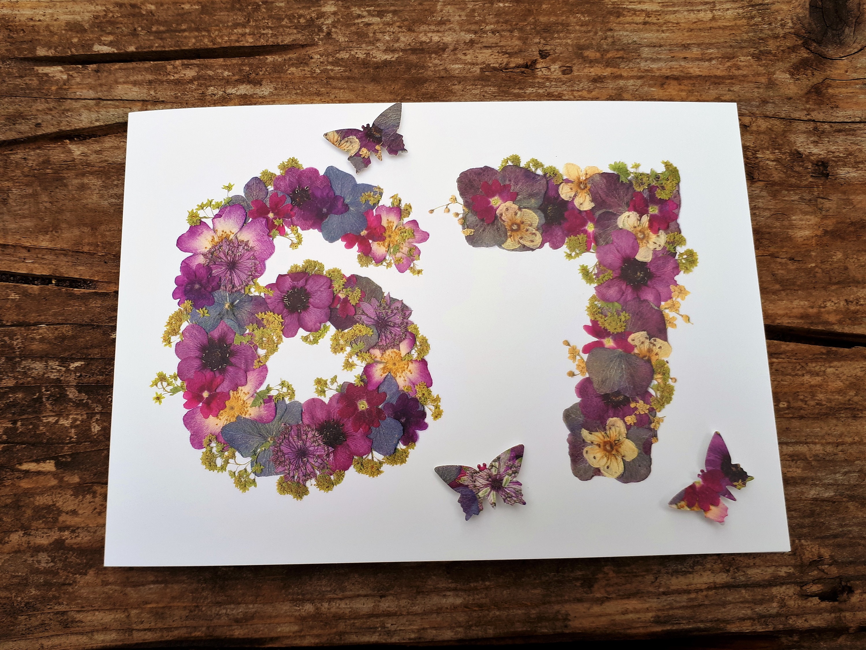 Personalised 67th Birthday Card Pressed Flower PRINT | Etsy