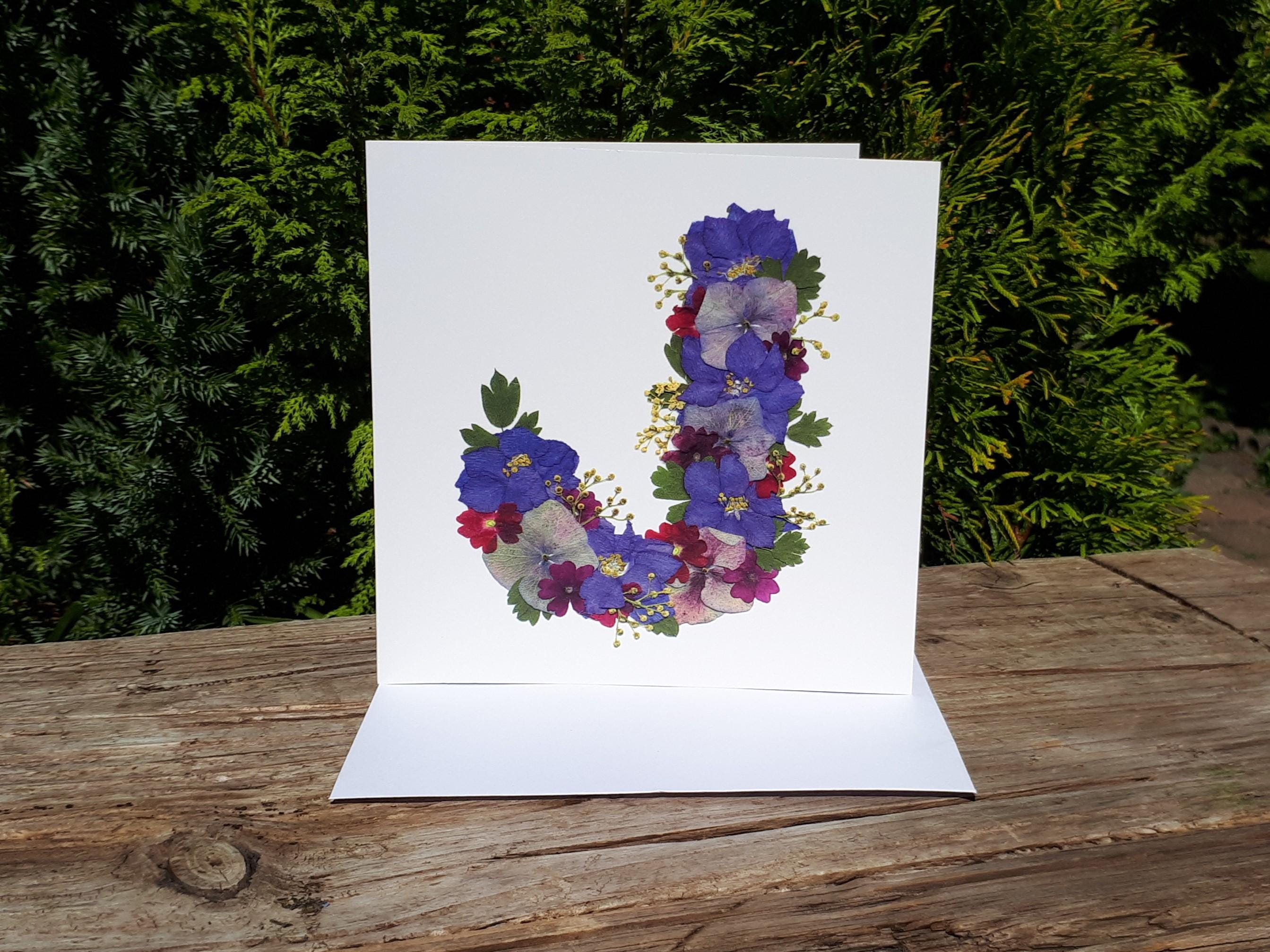 Personalised Letter J Card, Pressed Flower PRINT, Blank Card - Etsy UK
