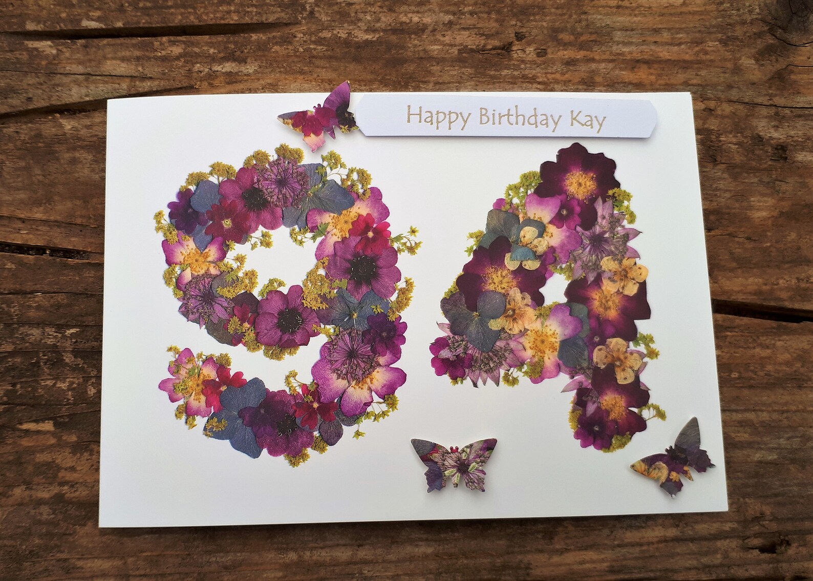Personalised 94th Birthday Card Pressed Flower PRINT | Etsy