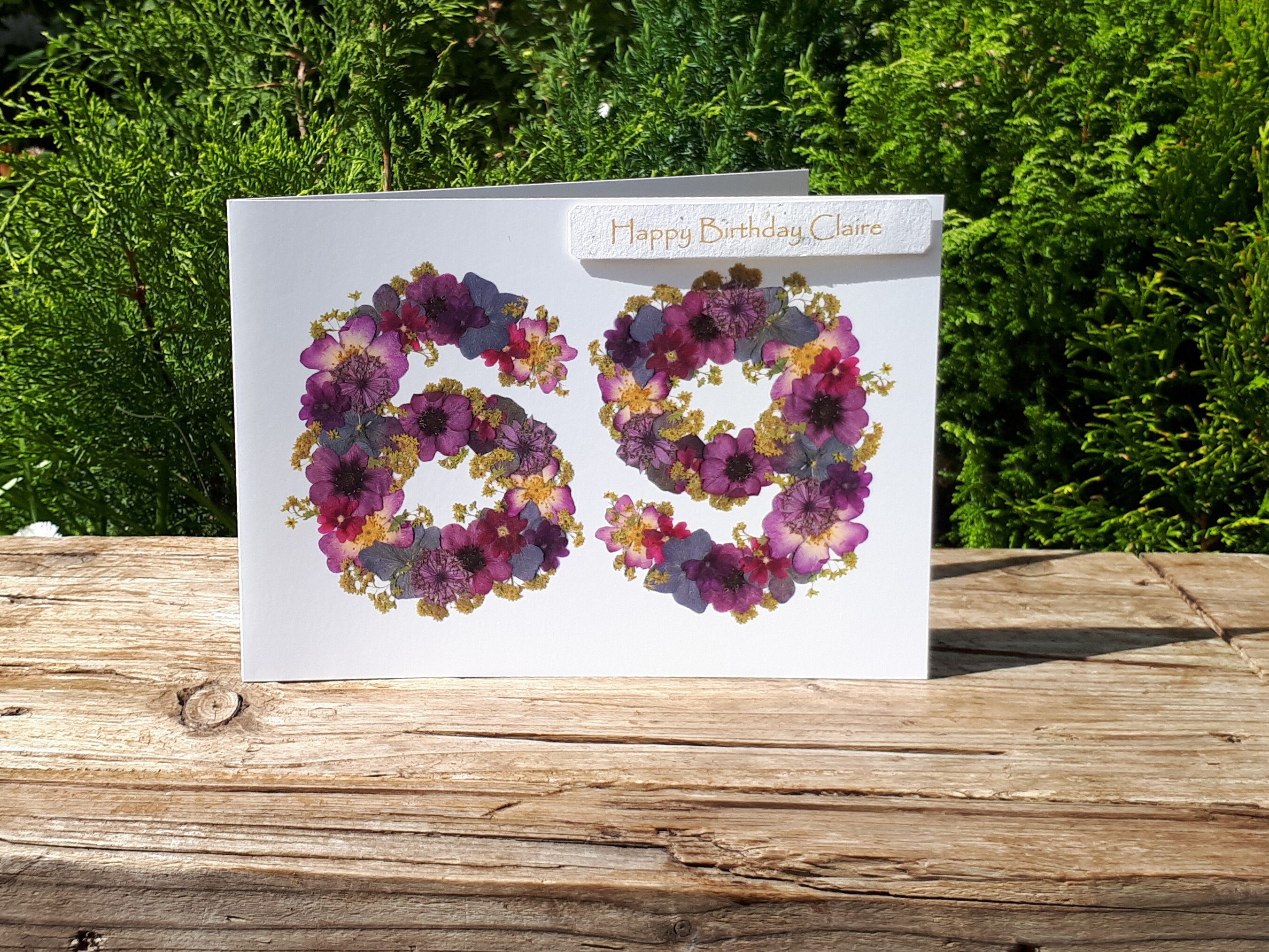 Personalised 69th Birthday Card, Pressed Flower PRINT - Etsy