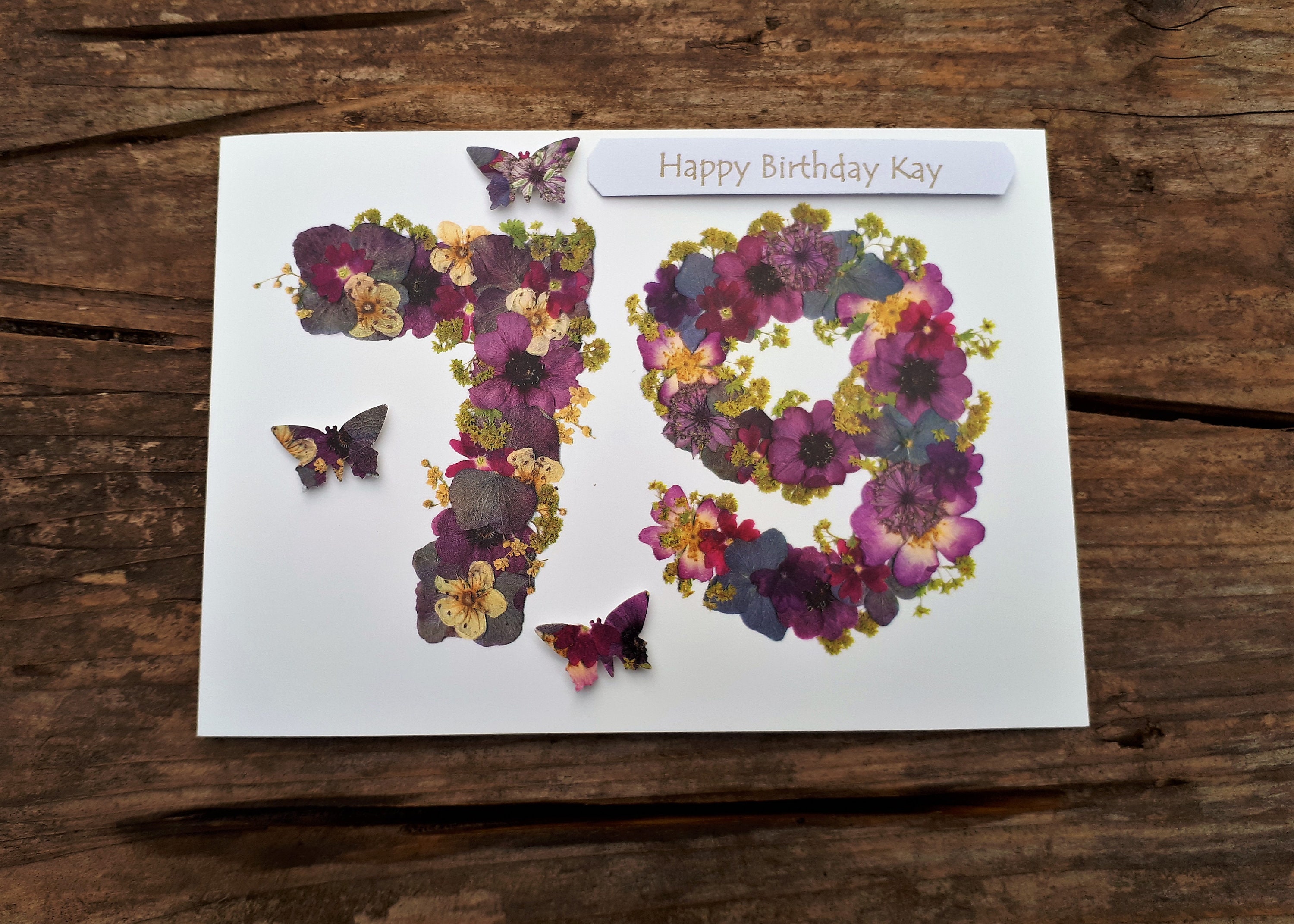 Flora Graphics — Personalised 79th Birthday Card, Pressed Flower PRINT
