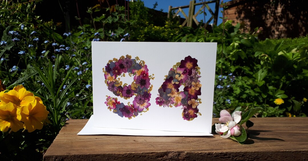 Personalised 94th Birthday Card Pressed Flower PRINT - Etsy
