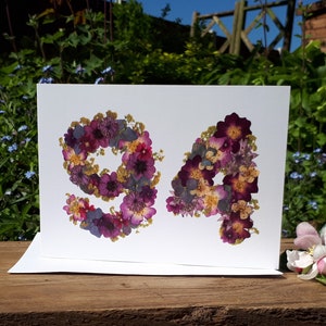 Personalised 94th Birthday Card Pressed Flower PRINT | Etsy