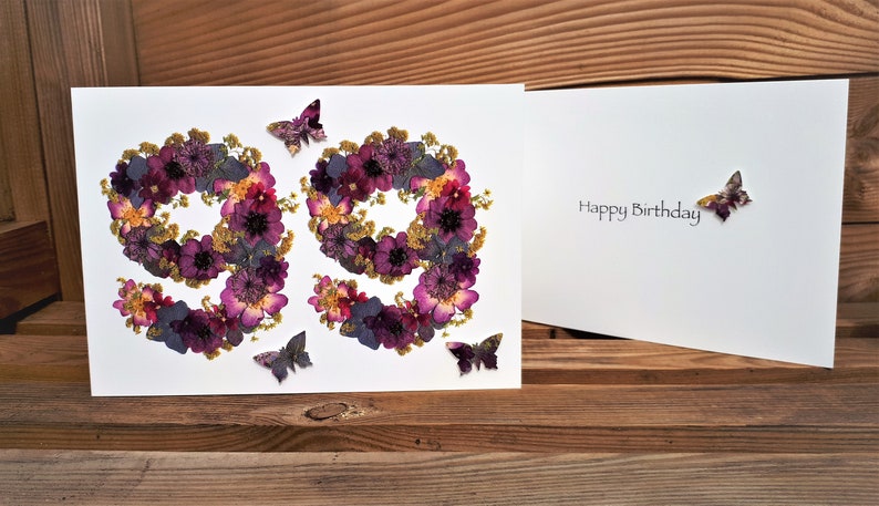 Personalised 99th Birthday Card Pressed Flower PRINT - Etsy