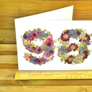 Personalised 98 Birthday Card English Pressed Flower PRINT | Etsy