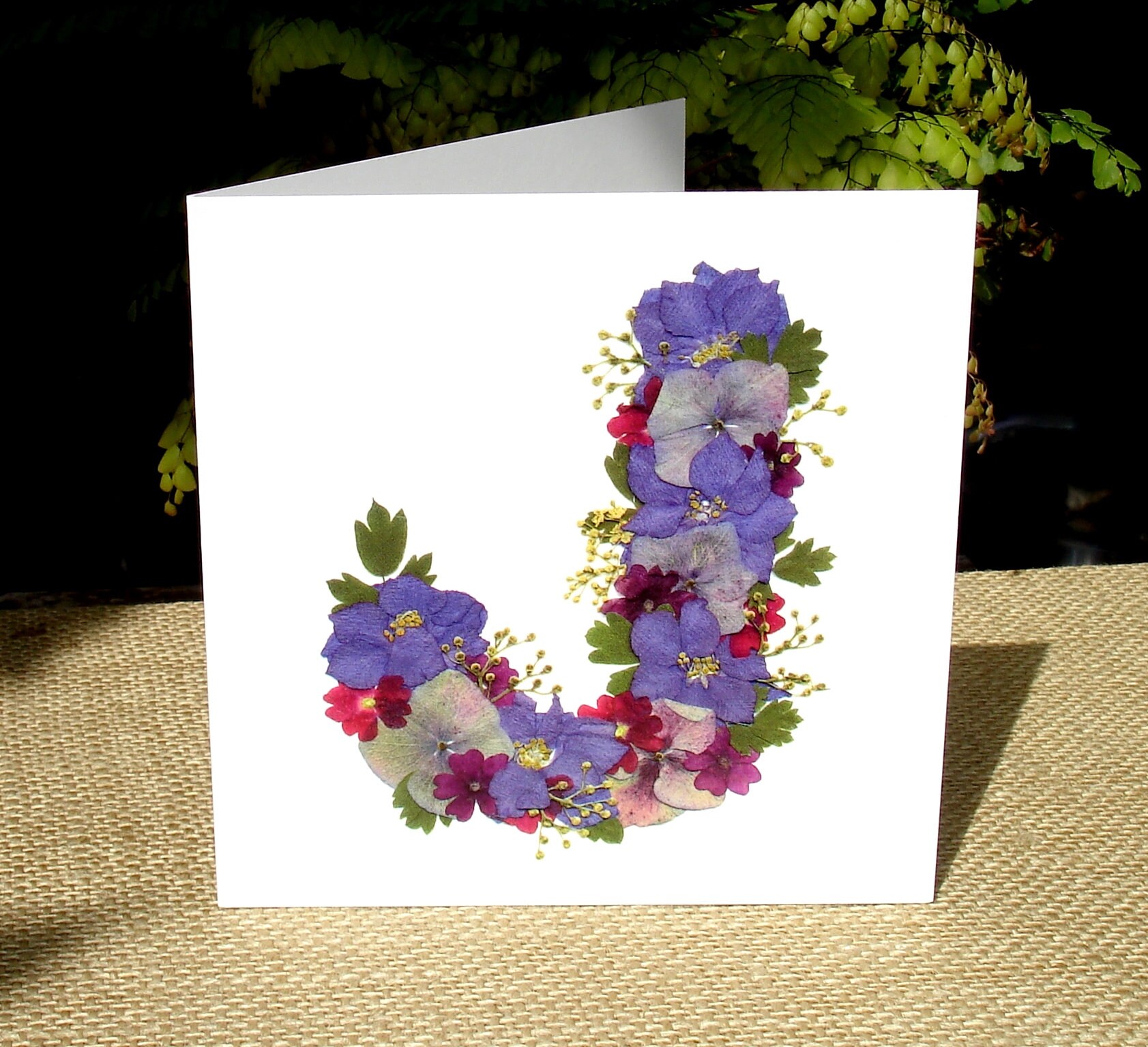Personalised Letter J Card Pressed Flower PRINT - Etsy UK