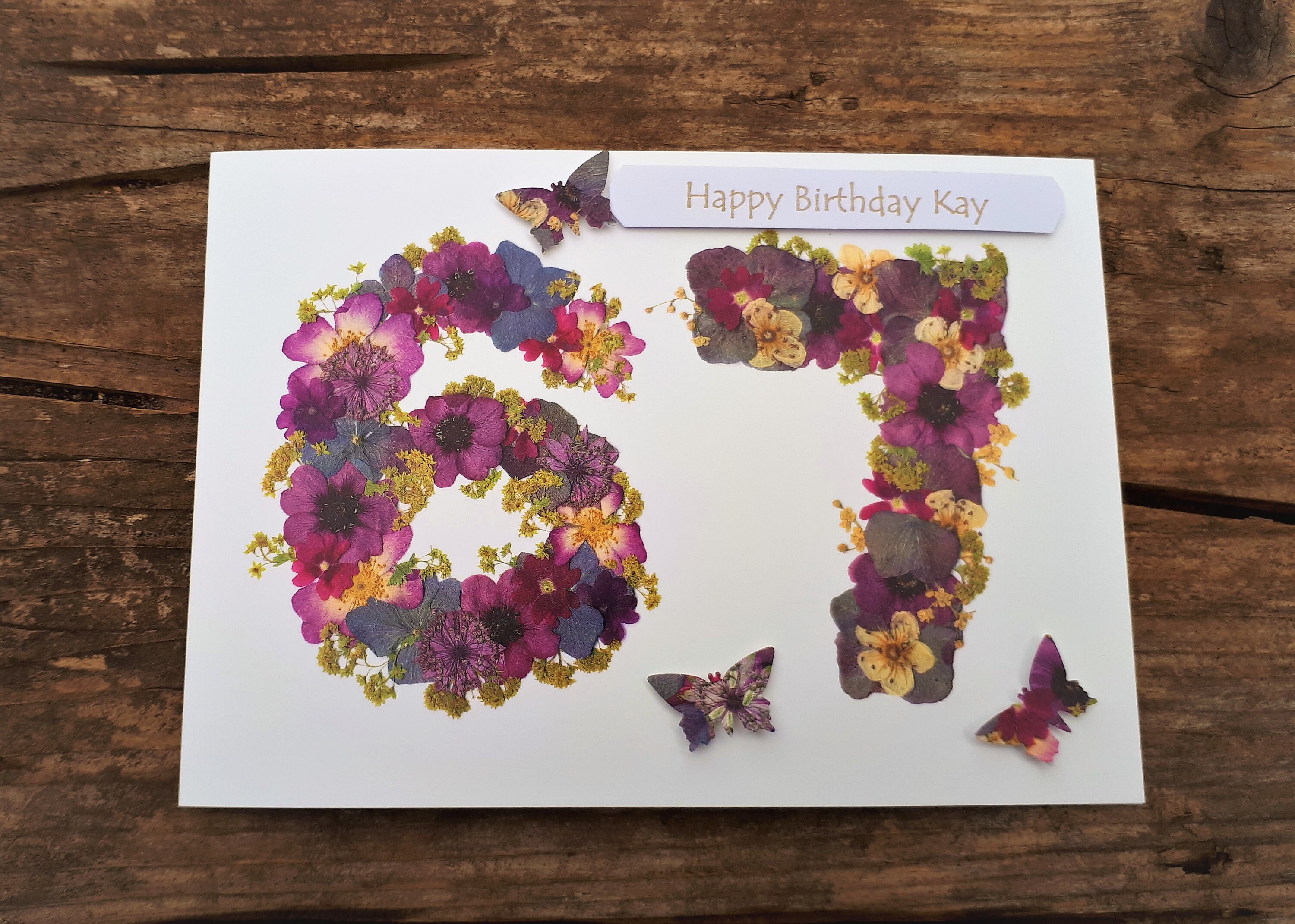 Flora Graphics — Personalised 67th Birthday Card, Pressed Flower PRINT,