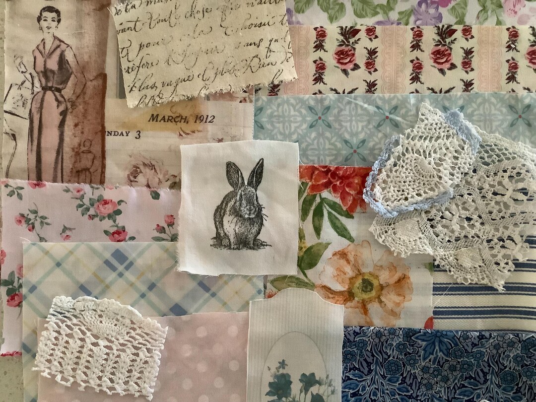 Vintage Fabric Bundle, Mixed Fabric Bundle, Tim Holtz Fabric, Antique ...