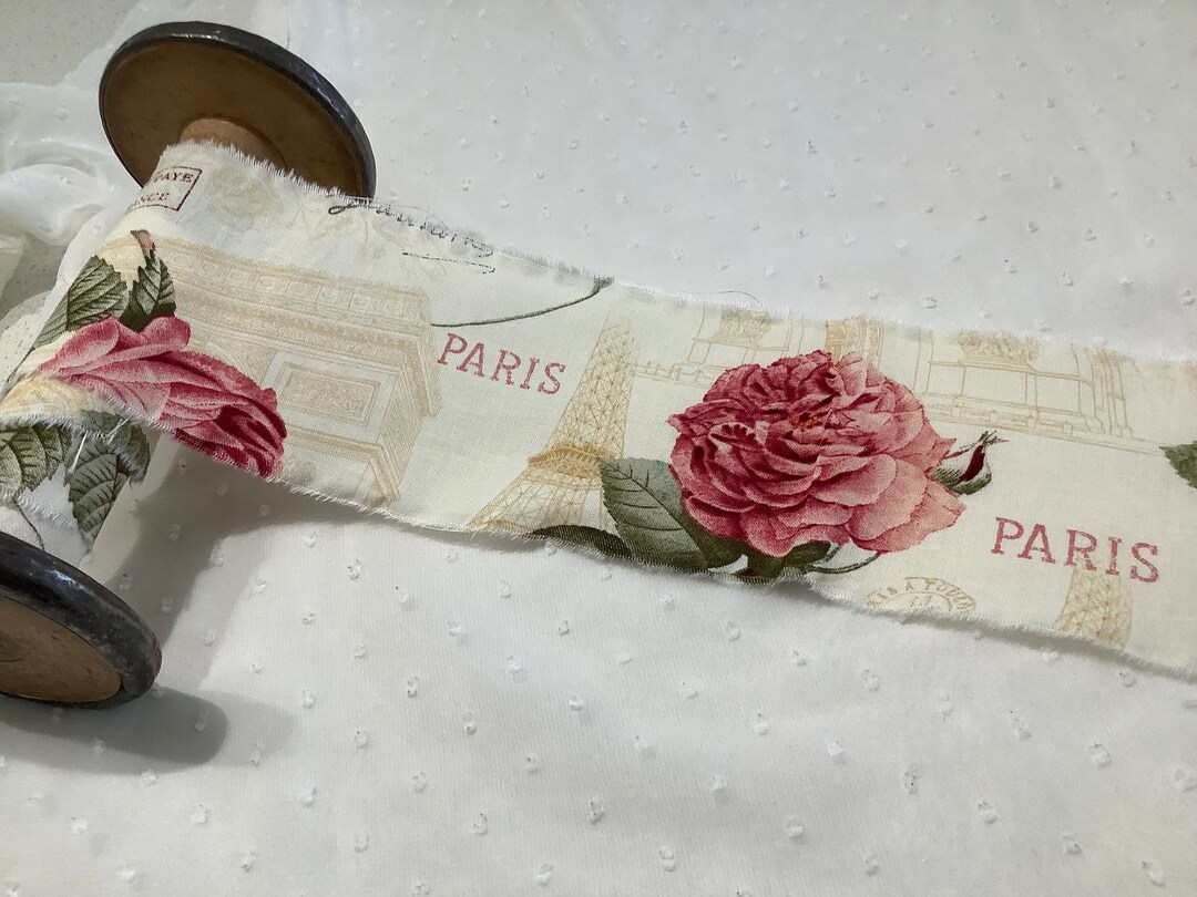 Roses and French Script Roses Frayed Fabric 9cm Wide Junk - Etsy