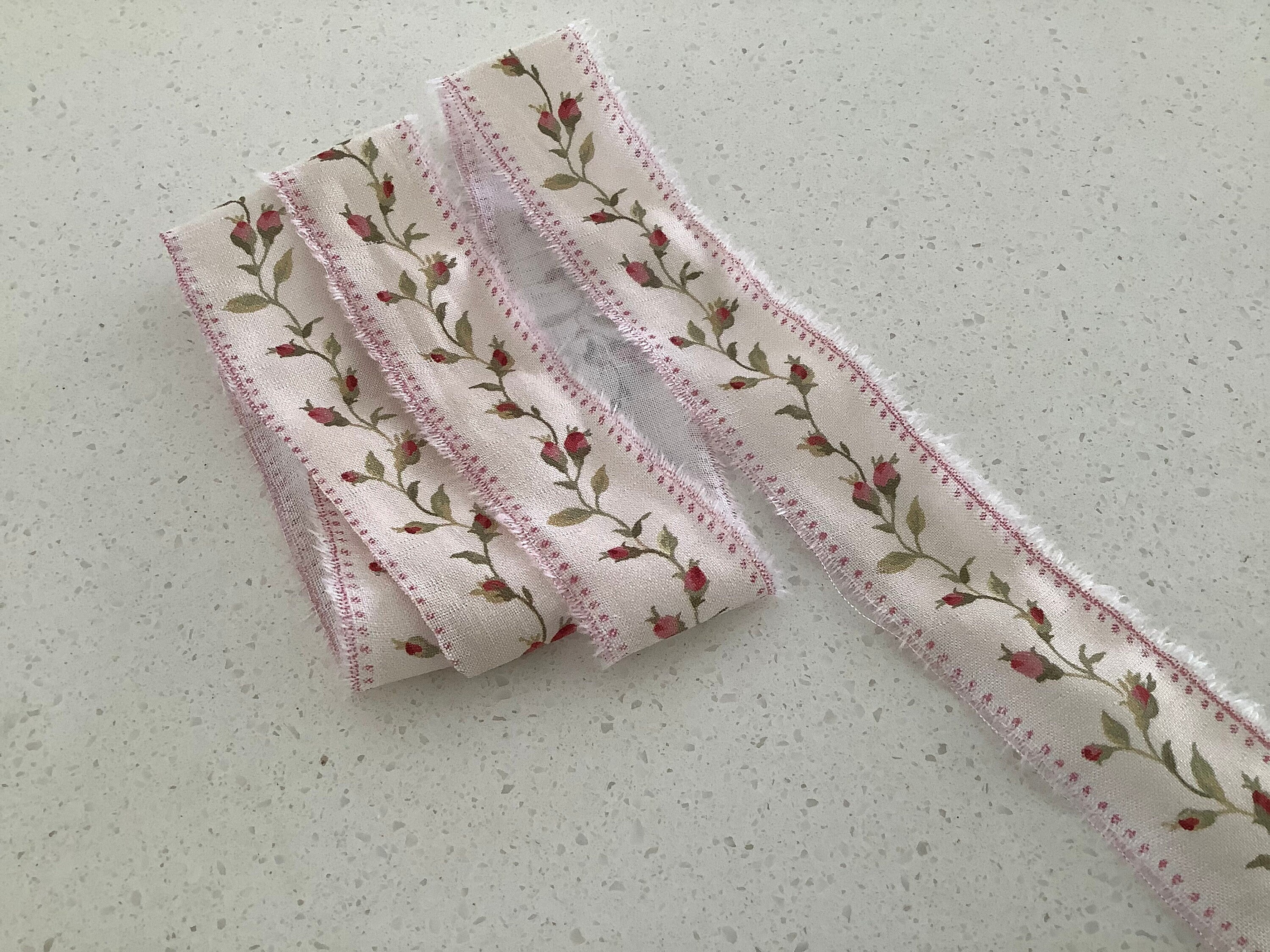 Frayed Ribbon, Floral Ribbon, Roses, Fabric Trim, Junk Journal, 3cm ...