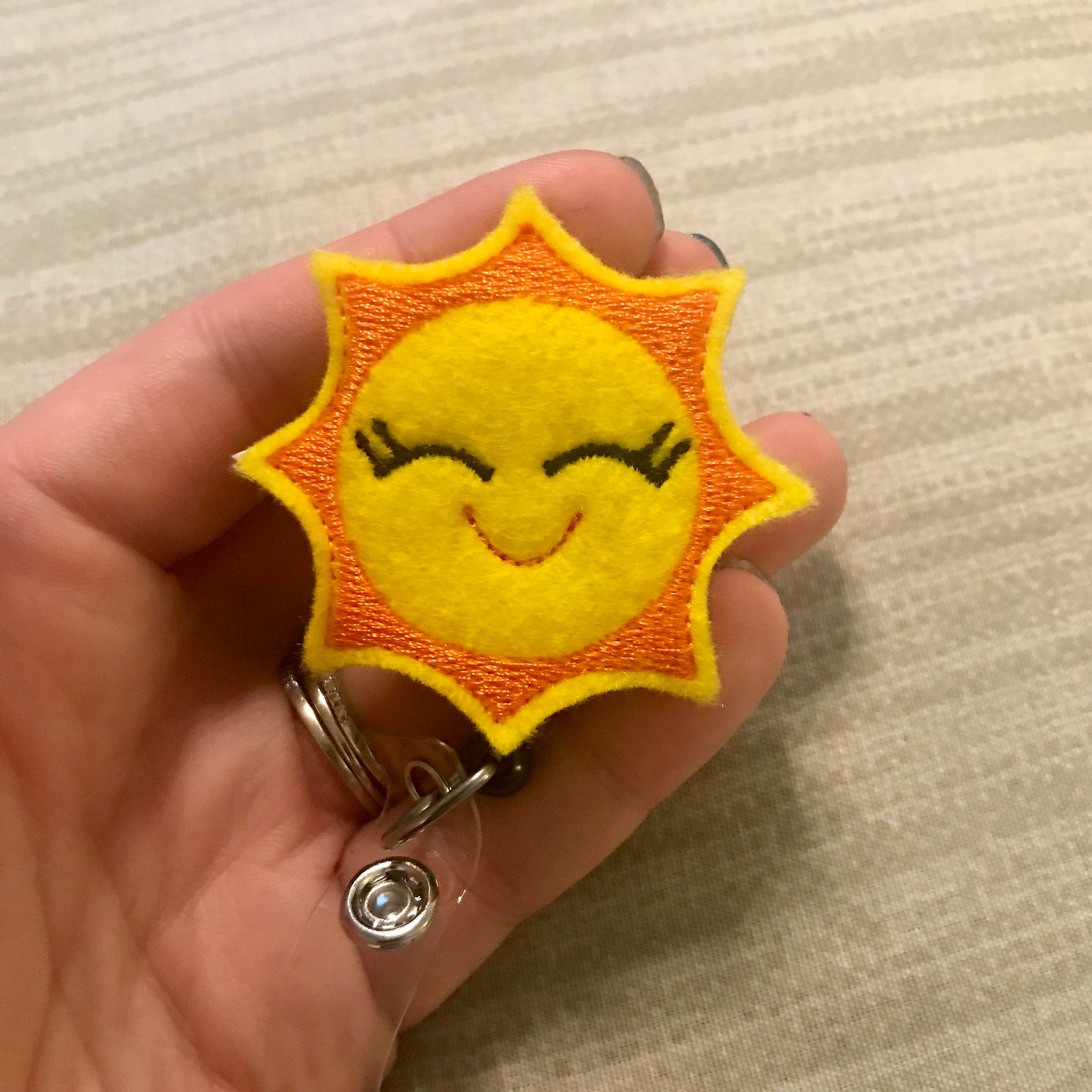 Sun Badge Reel Sunshine Smiling Sun ID Holder Badge - Etsy