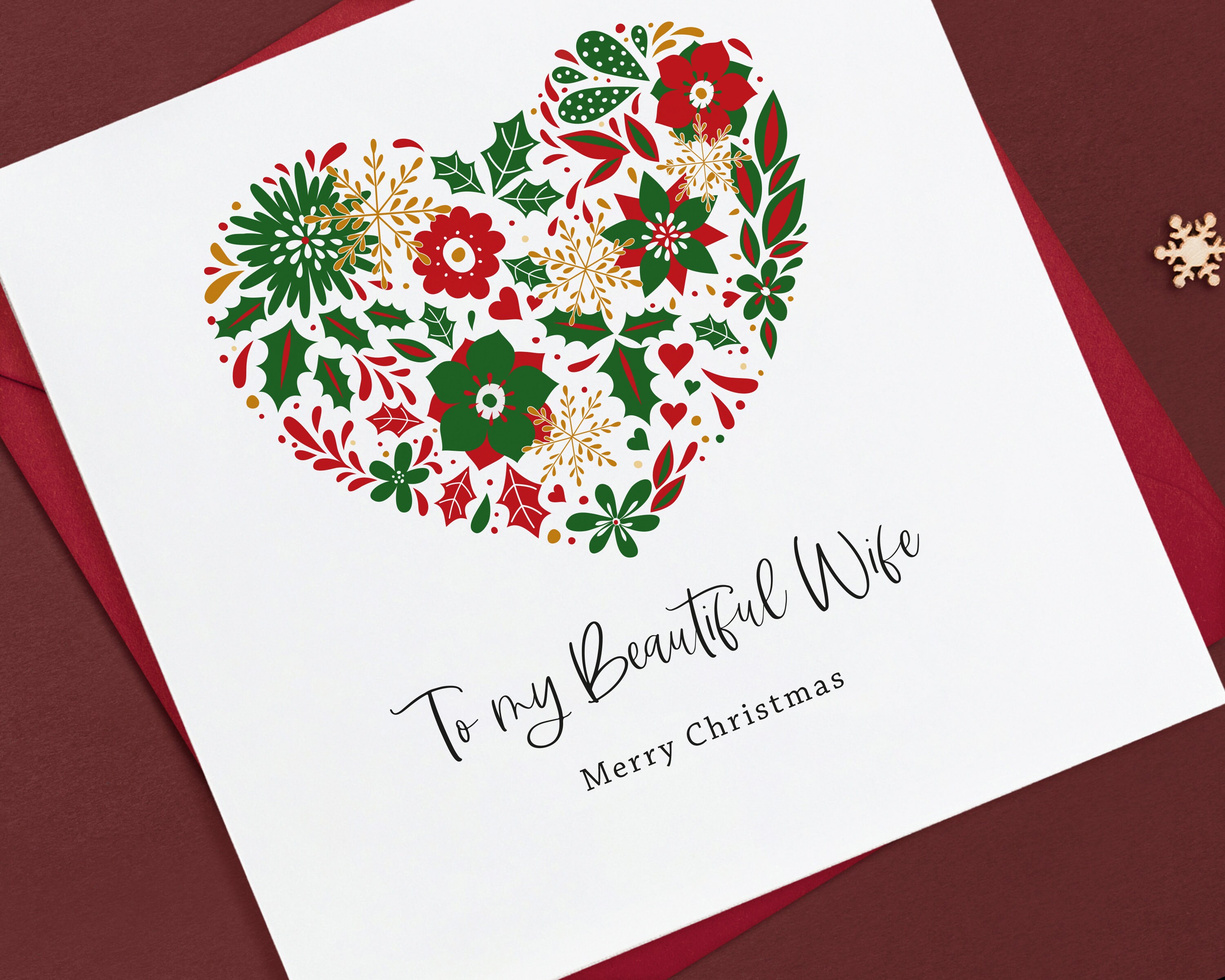 Christmas Card for Wife Wife Christmas Card Christmas Card - Etsy UK