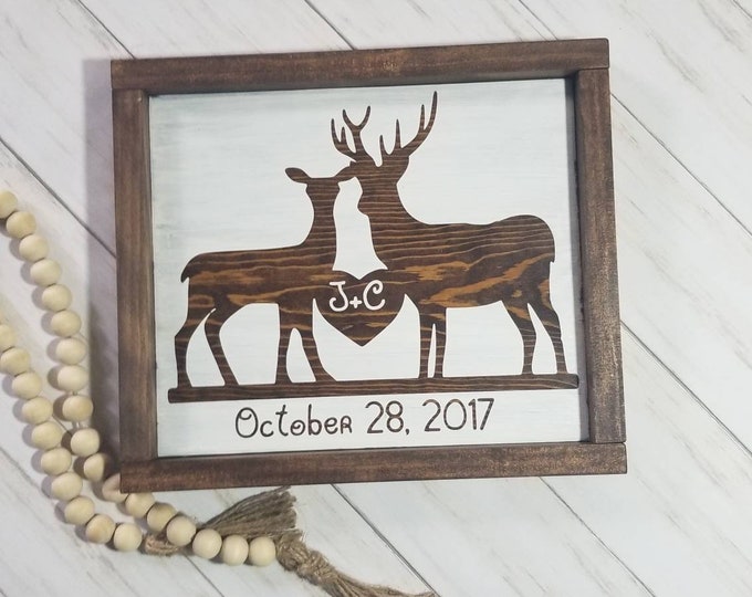 Personalized Rustic Deer Sign, Hunting Couple Wedding Gift, Husband ...