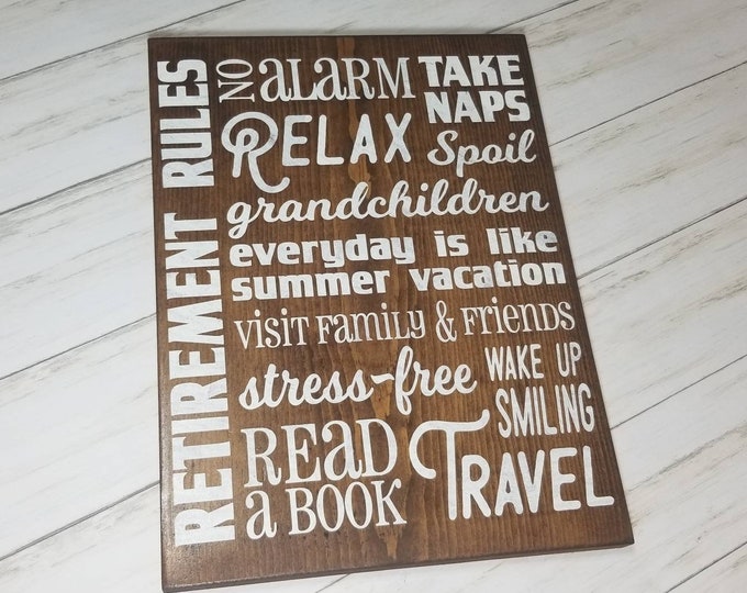 Retirement Rules, Retirement Gift, Retirement Sign - Etsy