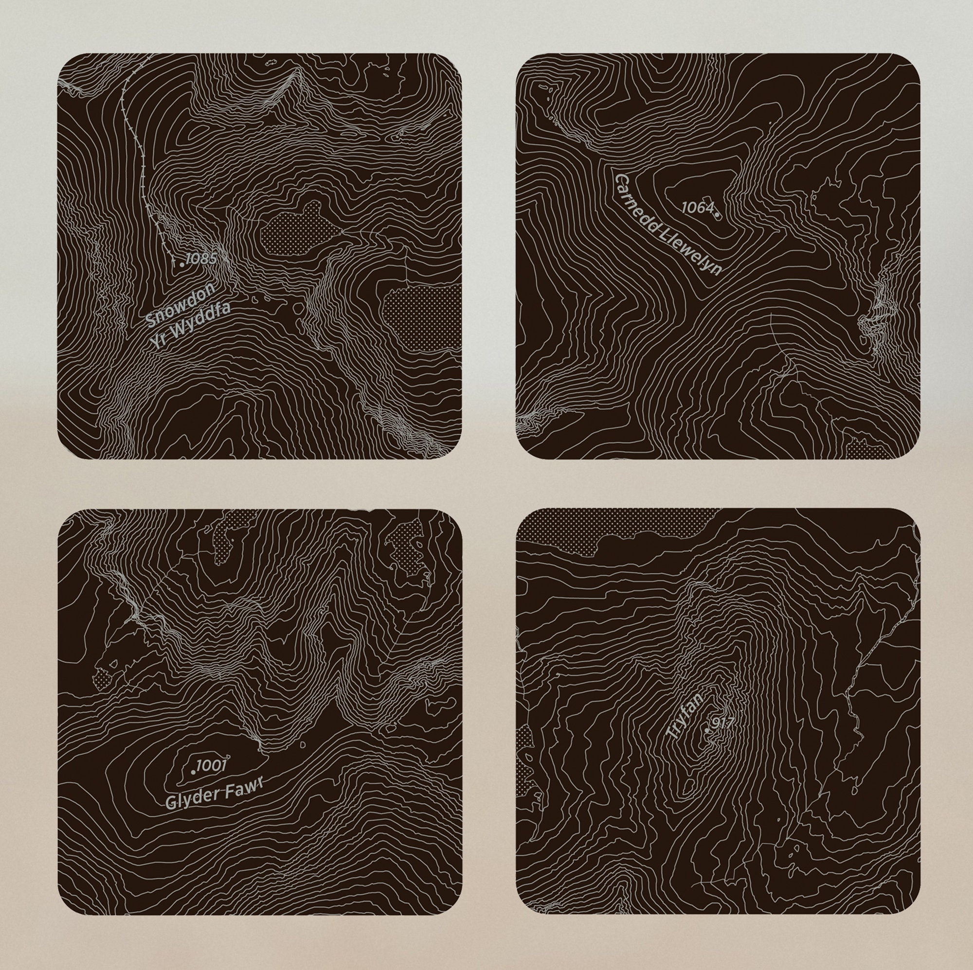 Snowdonia Maps - Contour Coasters - Etsy UK