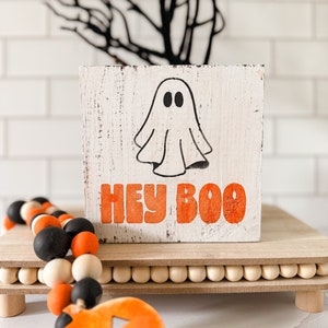 Hey Boo Wood Sign, Ghost Sign, Halloween Tiered Tray, Fall Home Decor ...