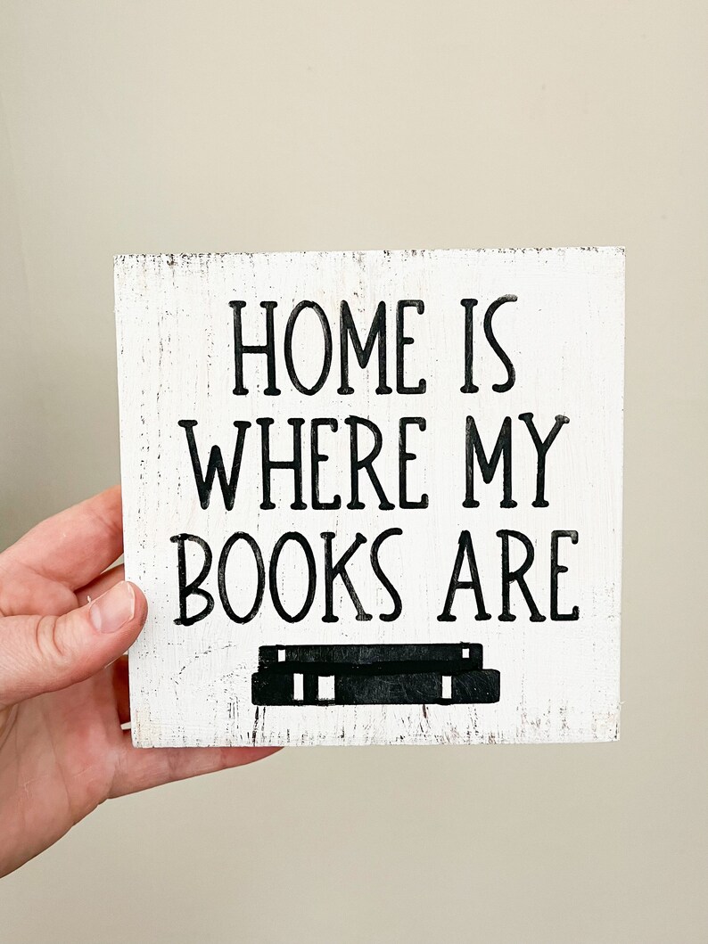 Home is Where My Books Are Sign: Rustic Wooden Book Lover Decor - Etsy