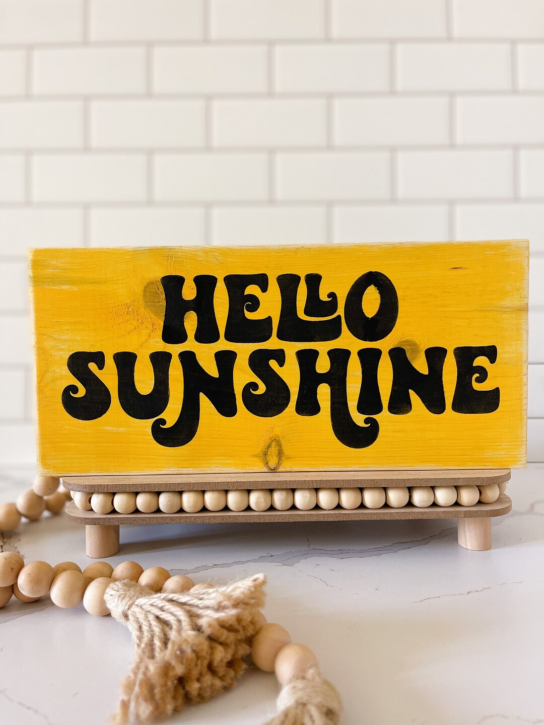Summer Decor Hello Sunshine Wood Sign Yellow Wood - Etsy