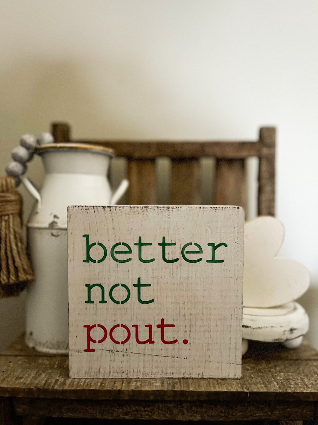 Christmas Wood Sign, Better Not Pout, Tiered Tray, Farmhouse Christmas ...