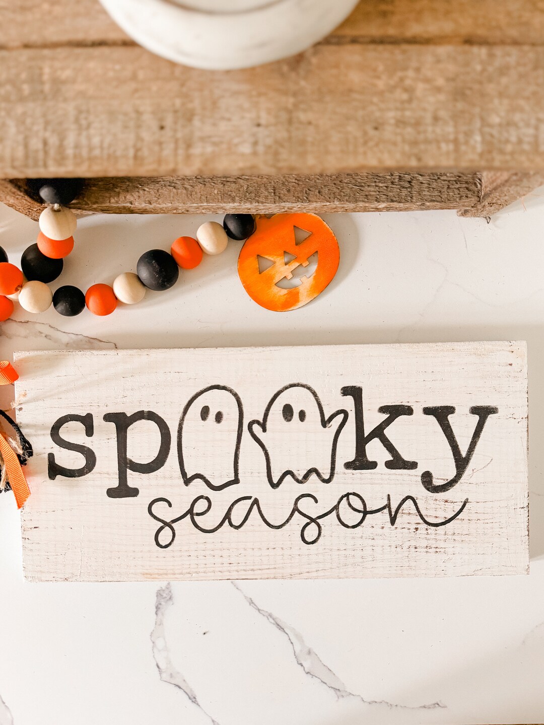 Halloween Ghost Sign, Spooky Season Wood Sign, Fall Shelf Decor, Mini ...