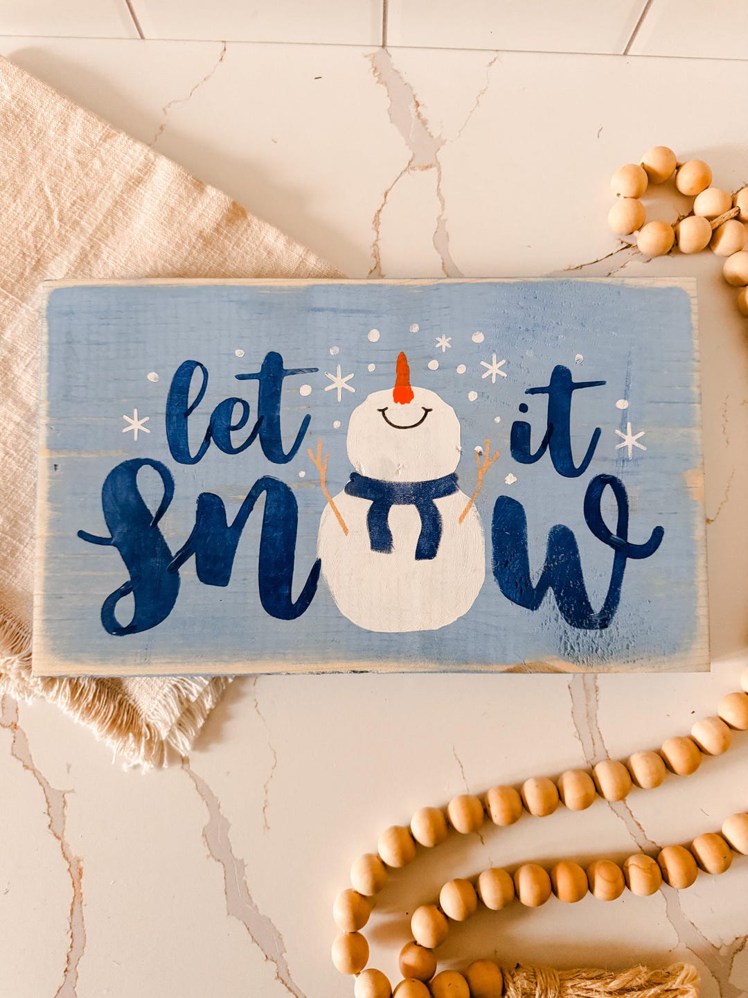 Winter Home Decor, Let It Snow Sign, Snowman Decor, Farmhouse Wood Sign ...