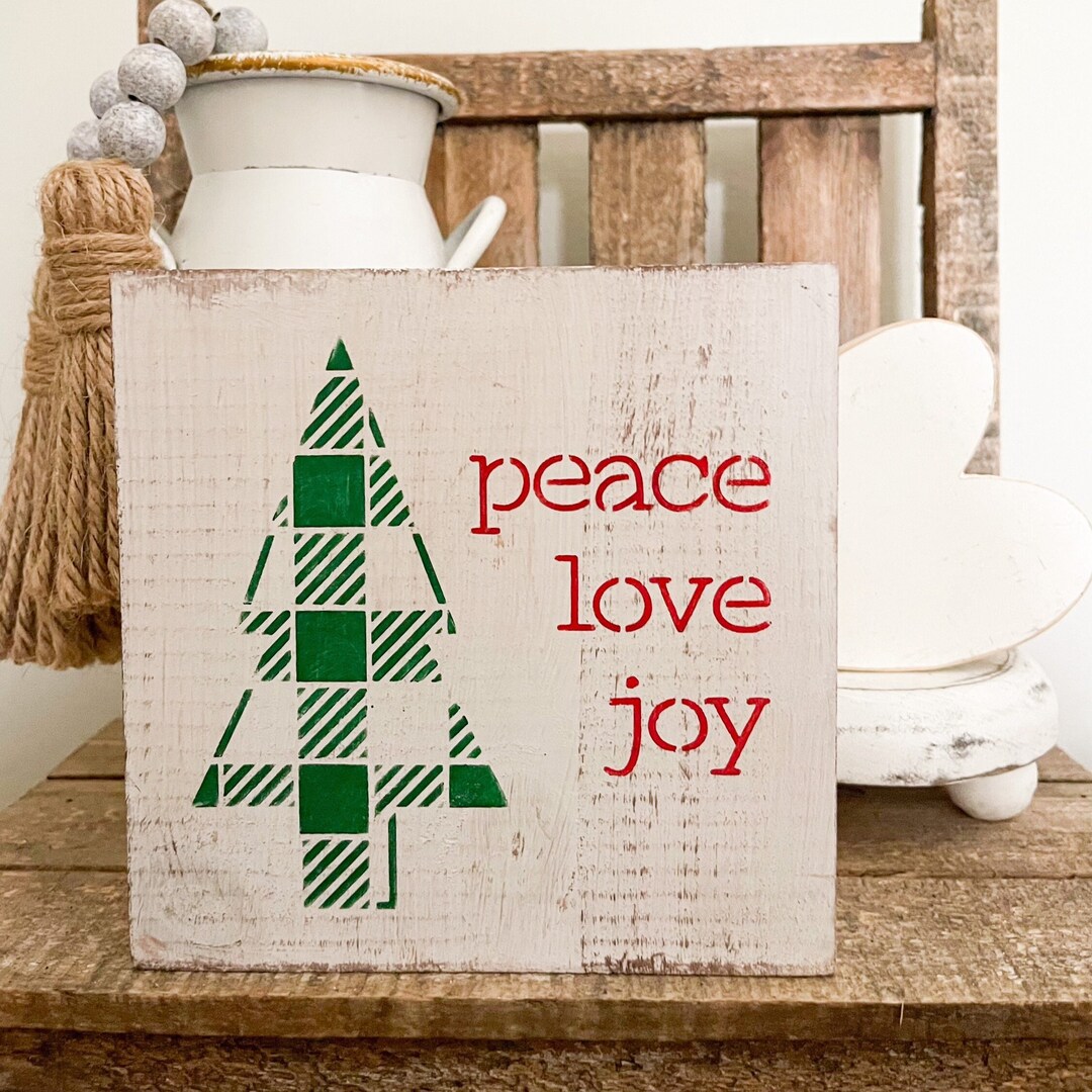 Christmas Home Decor, Small Christmas Sign, Peace Love Joy - Etsy