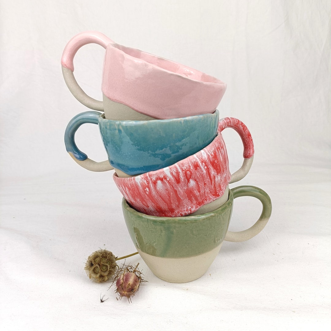 Ceramic Large Cup Handmade Different Colors - Etsy