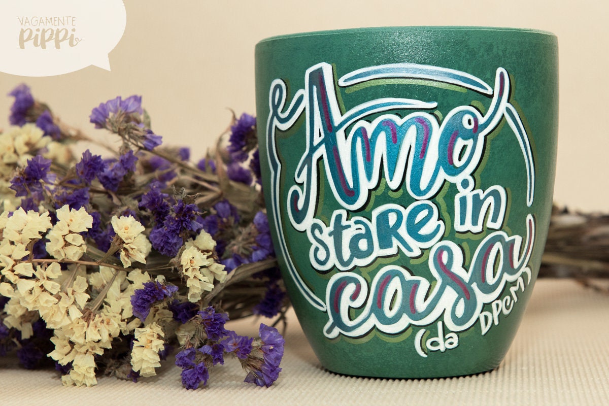 Vaso Dipinto a Mano Con Frase Spiritosa Decorazione Unica per La Casa ...