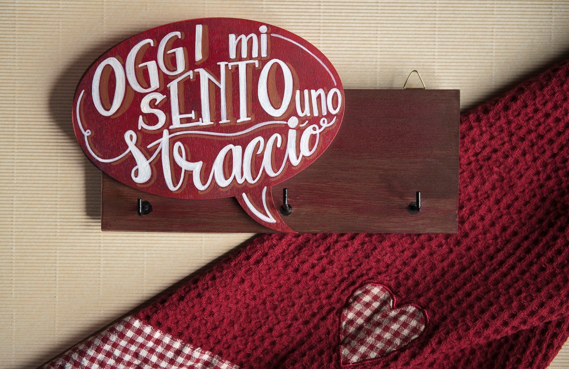 Porta strofinaccio "Oggi mi sento uno straccio", 3 ganci, idea regalo ...